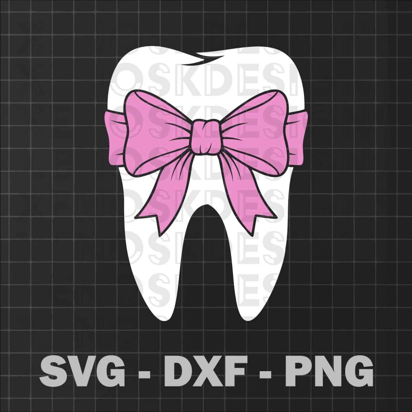Pink Bow Tooth SVG DXF PNG | Adorable Tooth Design | Dental Clipart for ...