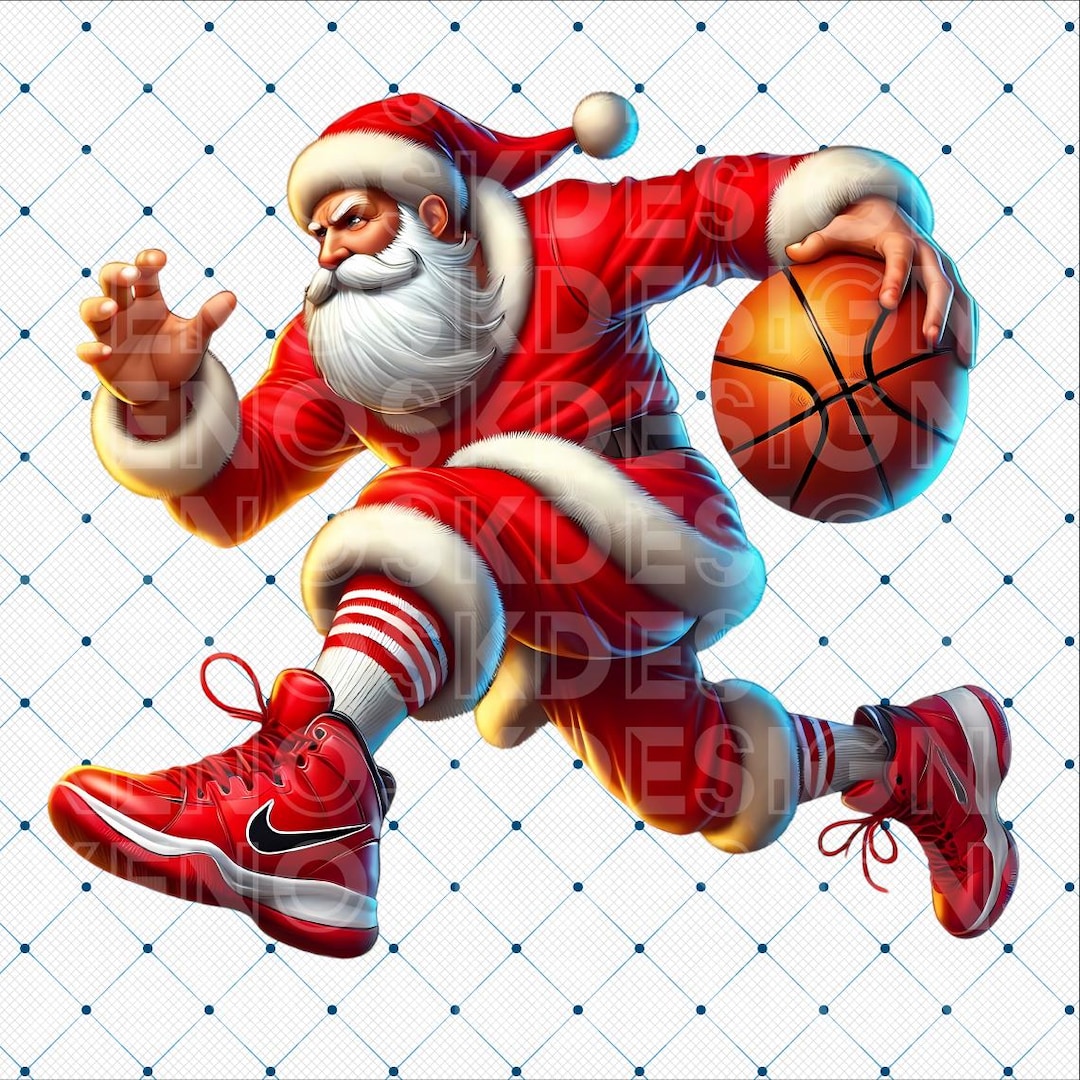 Basketball Santa PNG File, Christmas Clipart, Holiday Graphic, Festive ...