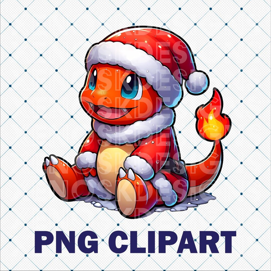 Charmander Christmas Clipart Set, Holiday Charmander Graphics, Xmas ...