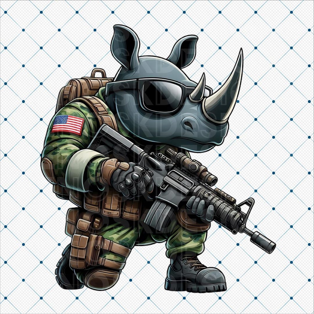 Military Rhino Digital Download, Tactical Animal Clipart, Digital Art ...