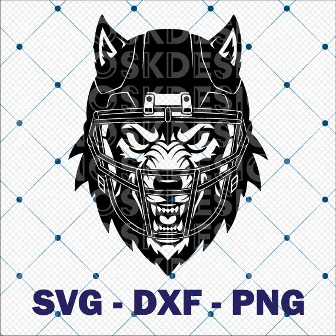 Wolf Football Helmet SVG DXF PNG - Football Wolves Logo Digital ...