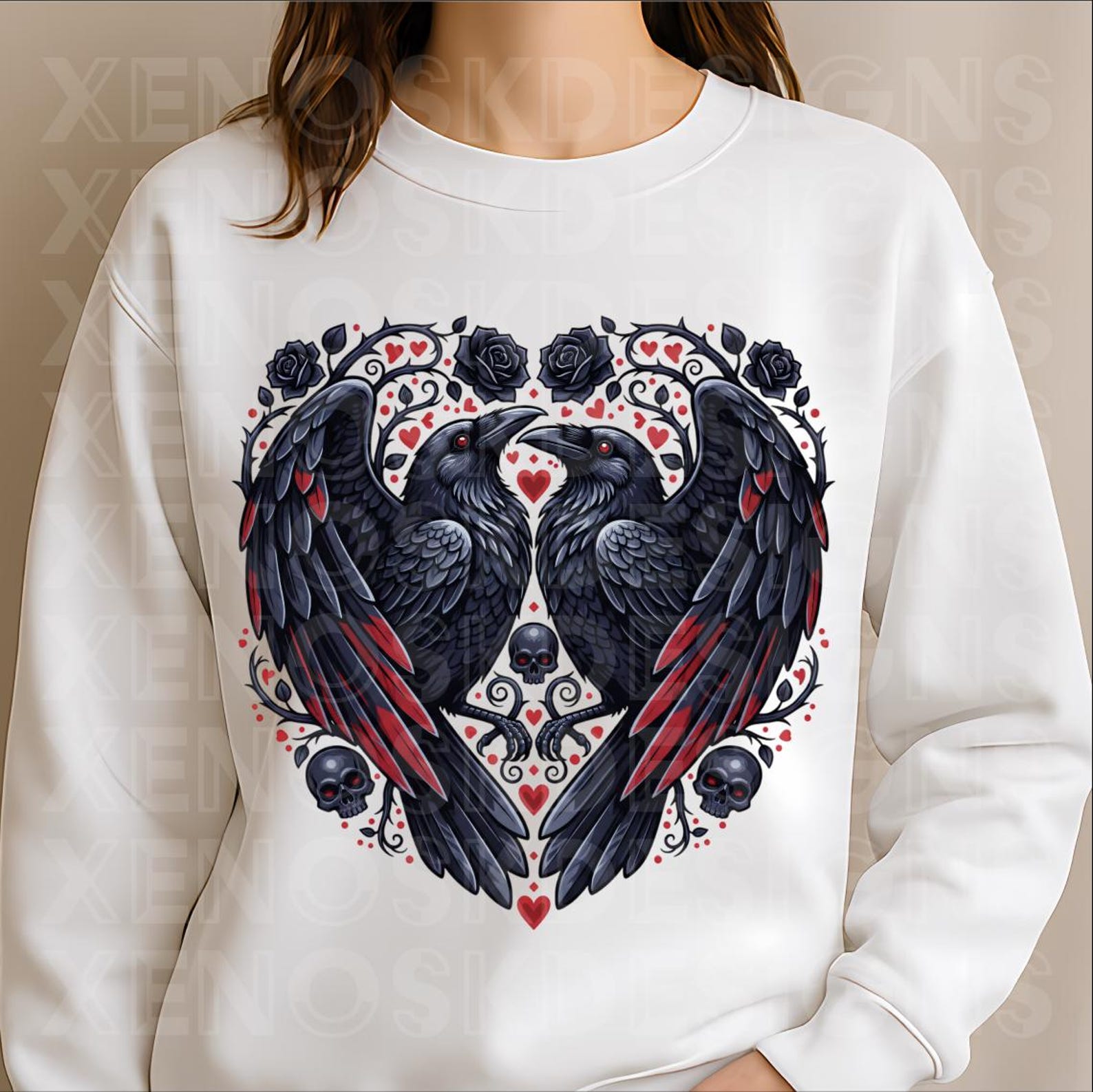 Gothic Raven Couple PNG | Dark Romance Heart Sublimation Design ...