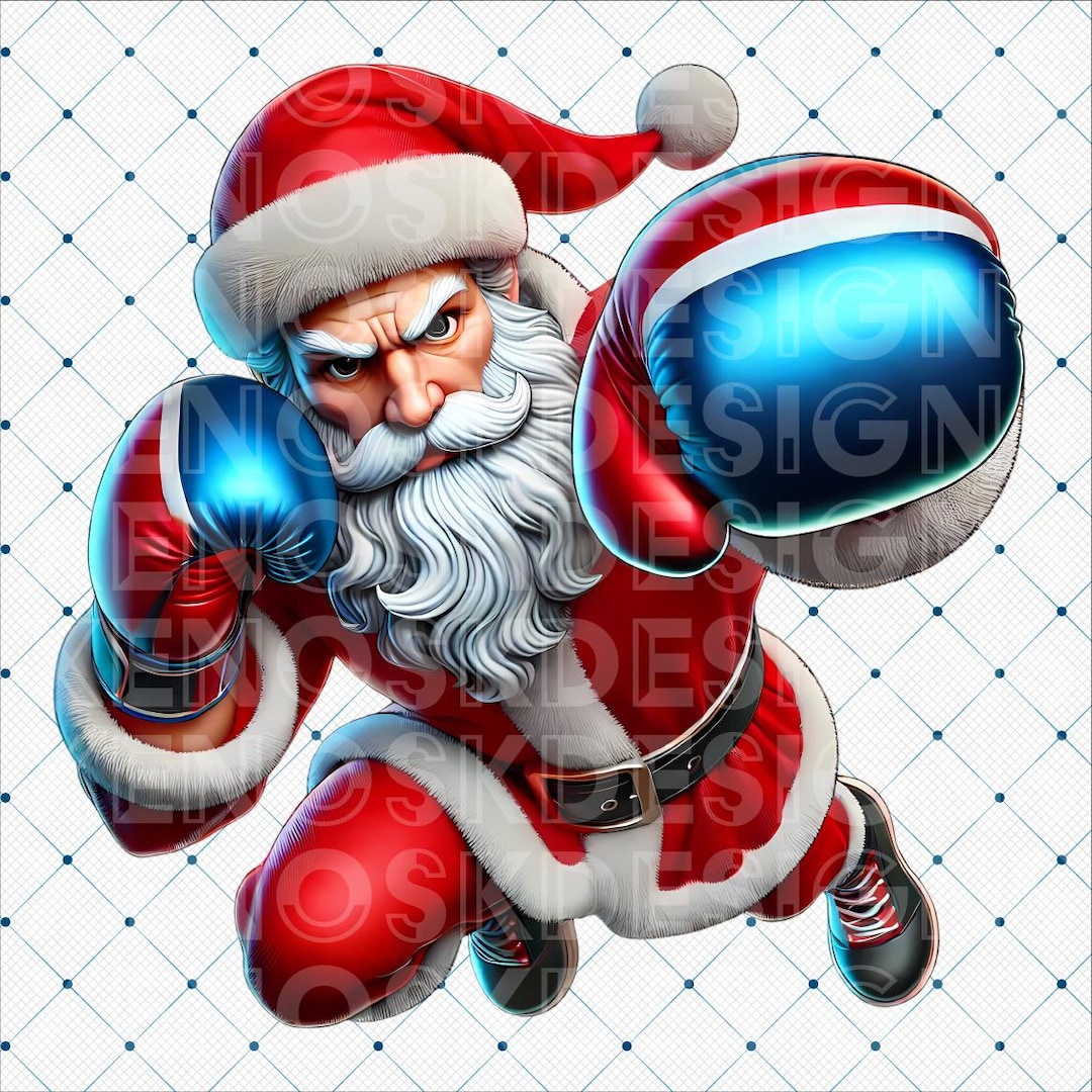 Boxing Santa PNG File, Christmas Clipart, Holiday Graphic, Festive ...