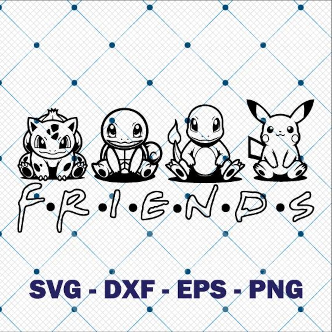 Pokemon Friends Svg, Pokemon Outline Svg, Pokemon Starter Svg, Pokemon ...