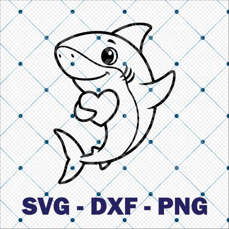 Shark With Heart SVG DXF PNG | Valentine's Day Shark Cut Files - Etsy