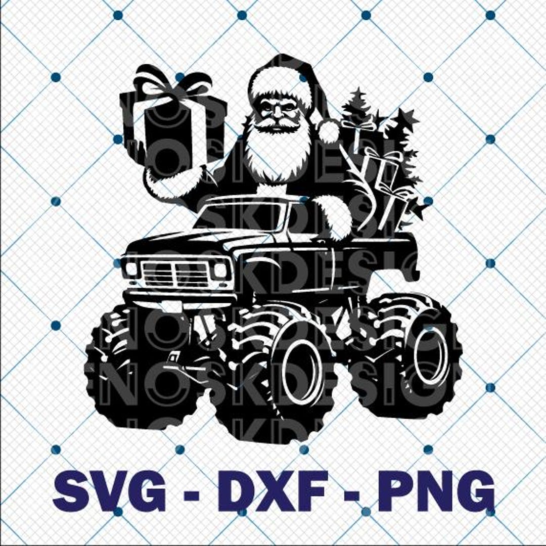 Santa Monster Truck SVG, Merry Christmas, Funny Santa, Christmas Decor ...