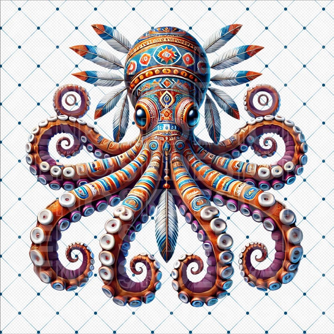 Native American Octopus PNG Design, American Clipart Graphic, Animal ...