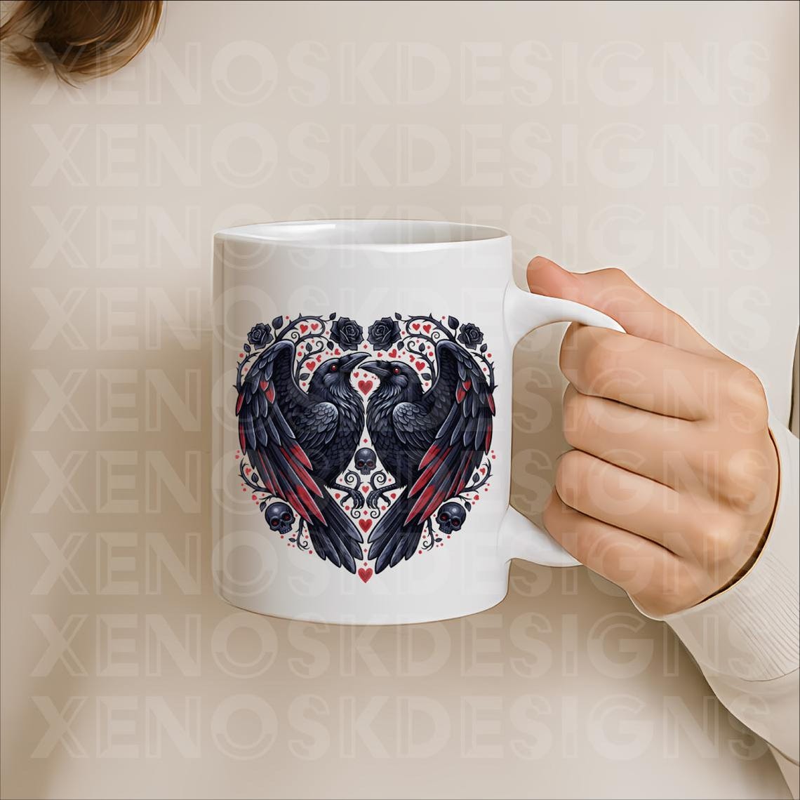 Gothic Raven Couple PNG | Dark Romance Heart Sublimation Design ...