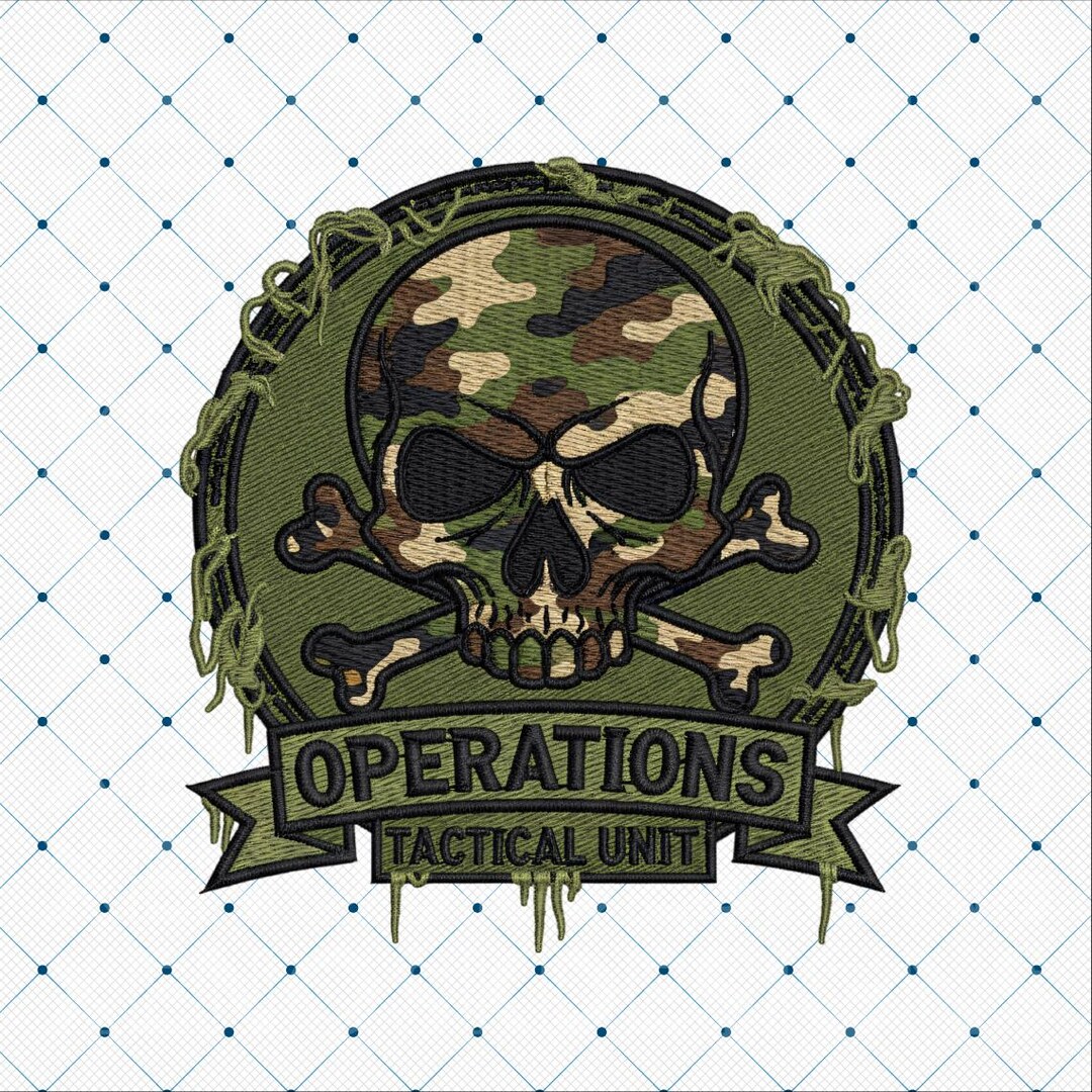 Tactical Skull PNG, Operations Unit Embroidery Design, Military Camo ...