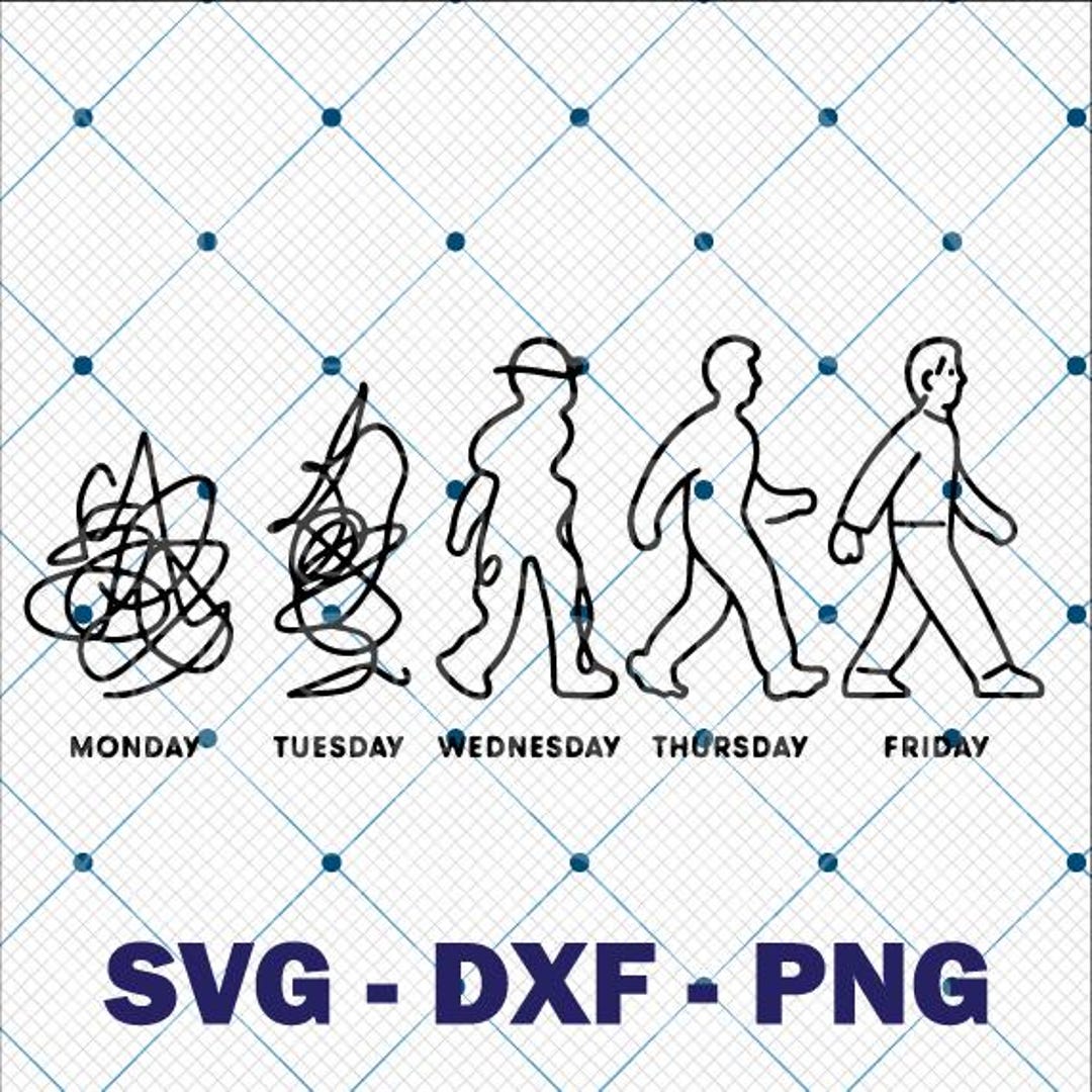 Funny Week Progress Line Art SVG: Work Week Humor (digital Download) - Etsy