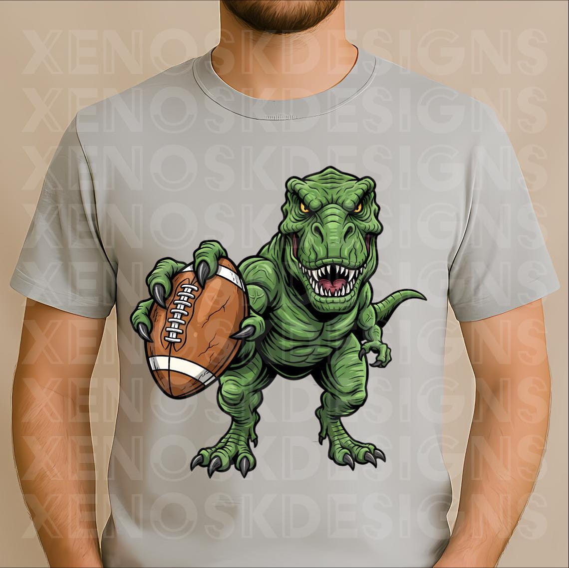 T-rex Football Mascot PNG - Tyrannosaurus Rex Sports Logo Design - Etsy