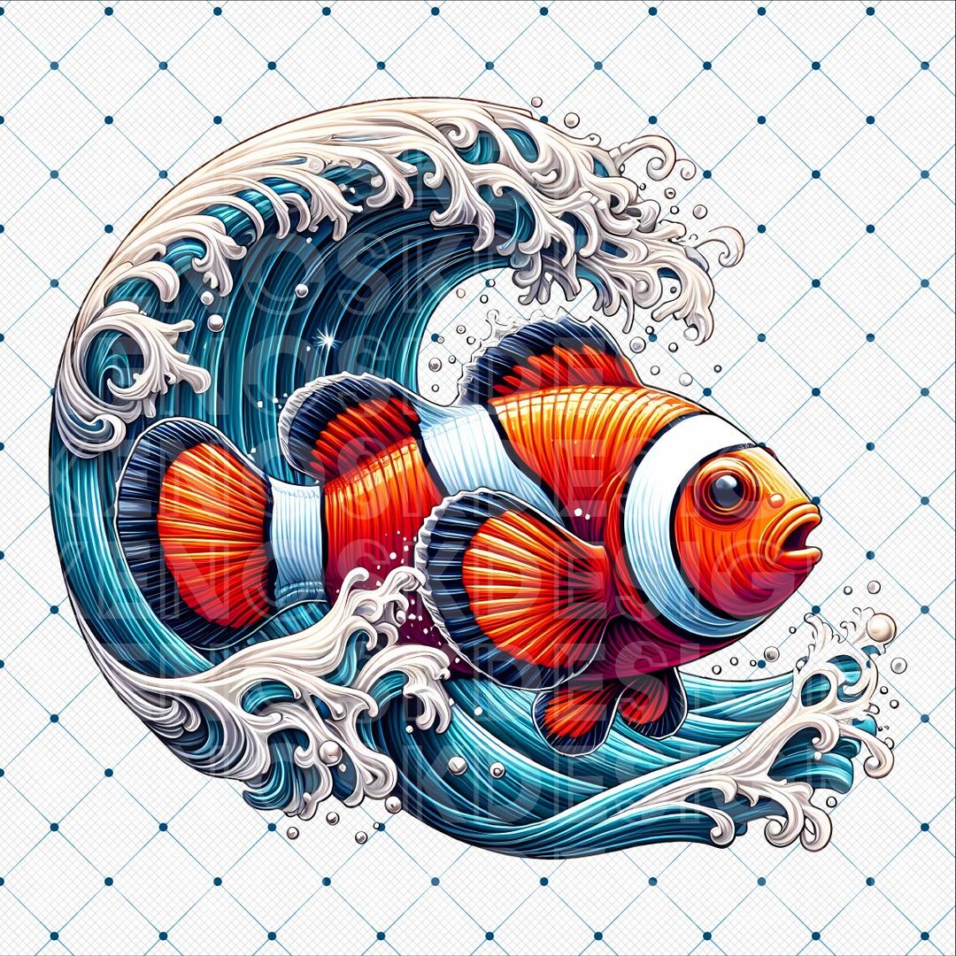 Clown Fish Clipart, Clown Fish PNG, the Great Wave off Kanagawa, Clown ...