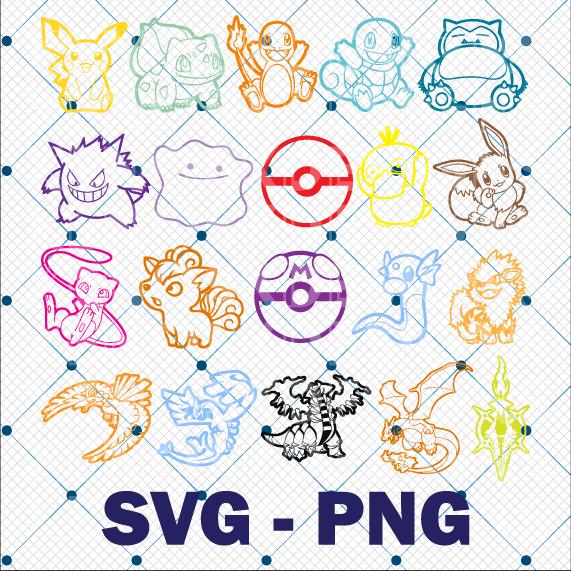 Pokemon Outline Bundle Svg, Pokemon Outline Svg, Pokemon Starter Svg ...
