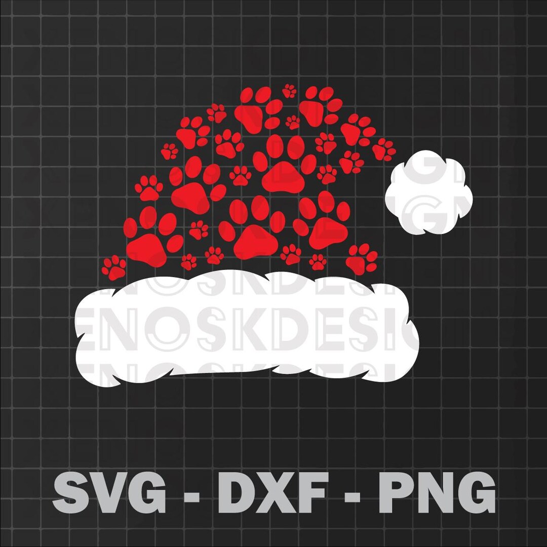 Pet Paw Print Santa Hat SVG DXF PNG | Dog Cat Lover Holiday Cut File - Etsy