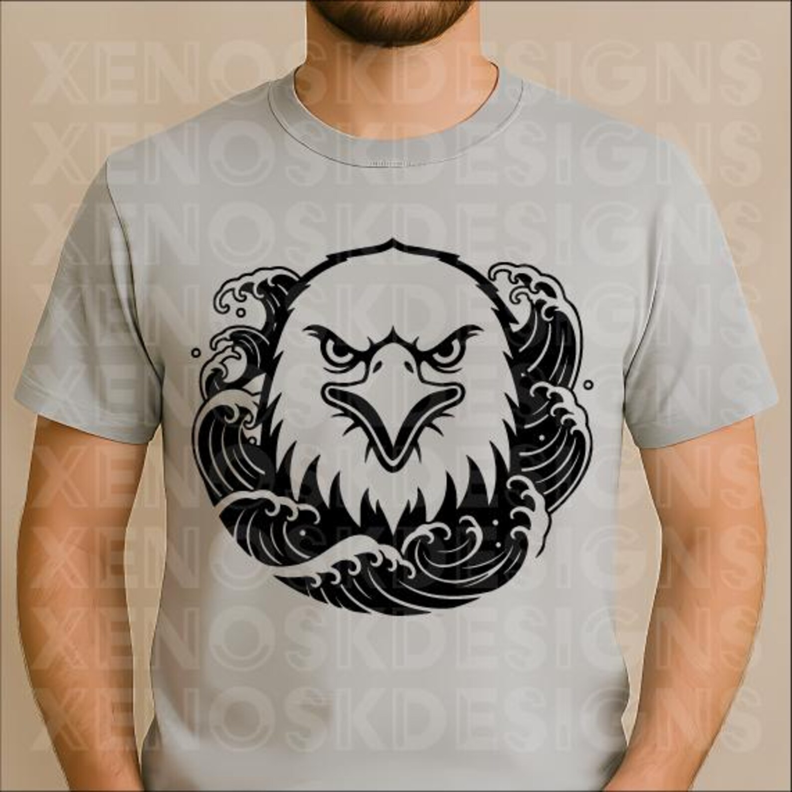 Japanese Wave Eagle Head SVG DXF PNG, Eagle Mascot Vector File for ...