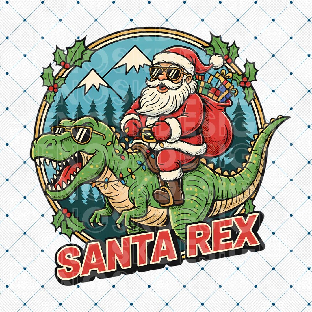 Santa Rex PNG - Christmas Sublimation Design - Retro Santa Claus ...