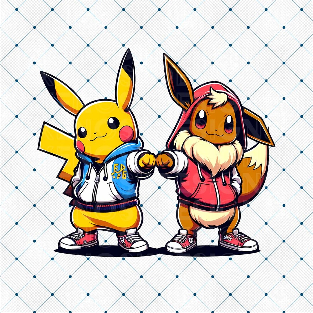 Pikachu and Eevee PNG, Pokemon Png, Pikachu Png, Eevee Png, Fist Bump ...