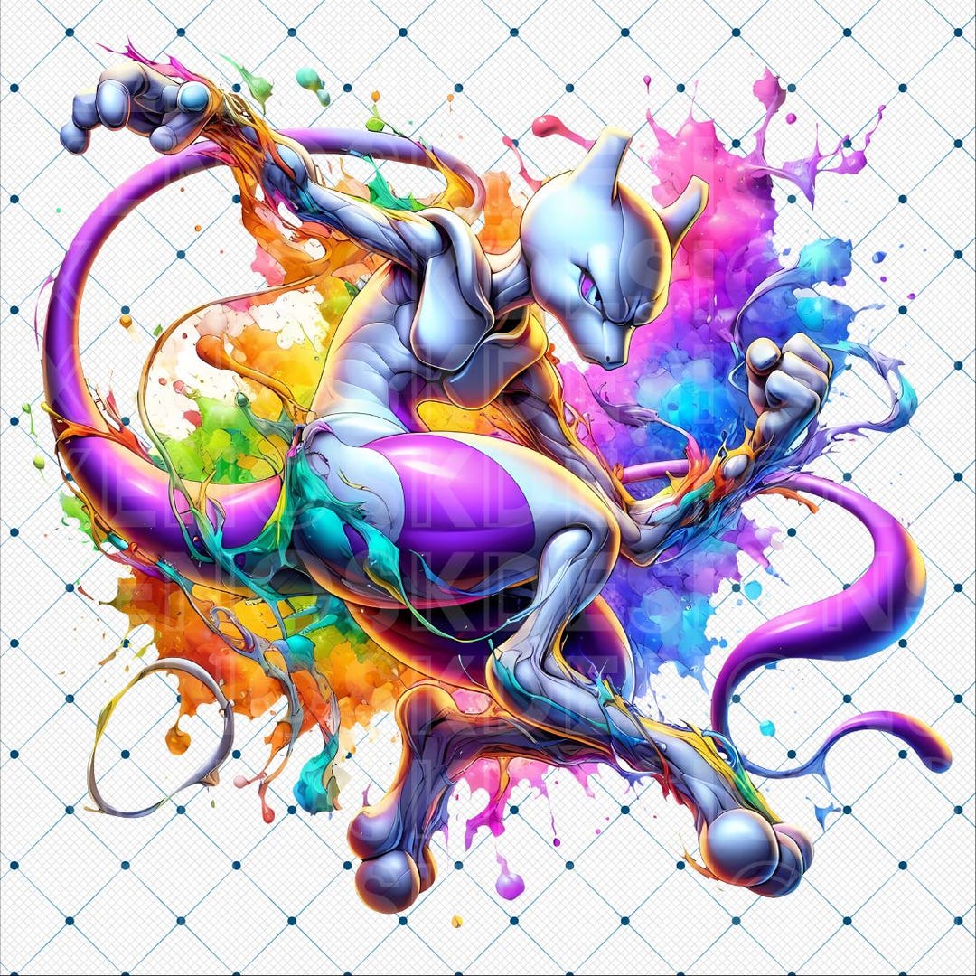 Mewtwo Watercolor Splash PNG, Mewtwo Png, Mewtwo Clipart, Mewtwo Digital Download, Mewtwo ...