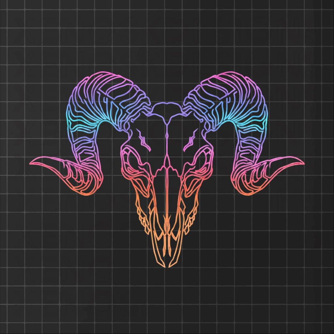 Vibrant Ram Skull PNG - Pastel Gradient Ram Horns Digital Download ...