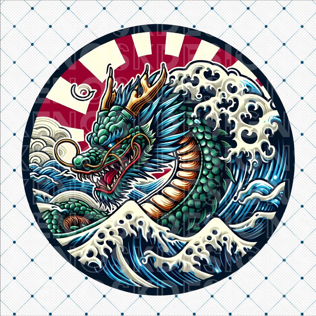 Dragon the Great Wave off Kanagawa PNG, Dragon and Wave, Kanagawa Wave ...