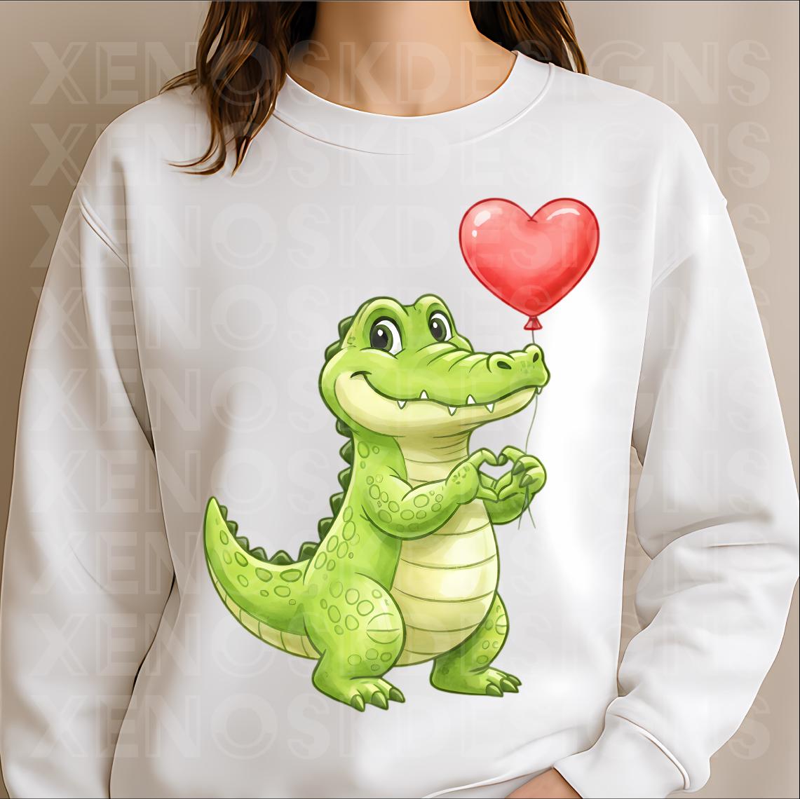 Alligator With Heart Balloon PNG | Adorable Crocodile Clipart for ...
