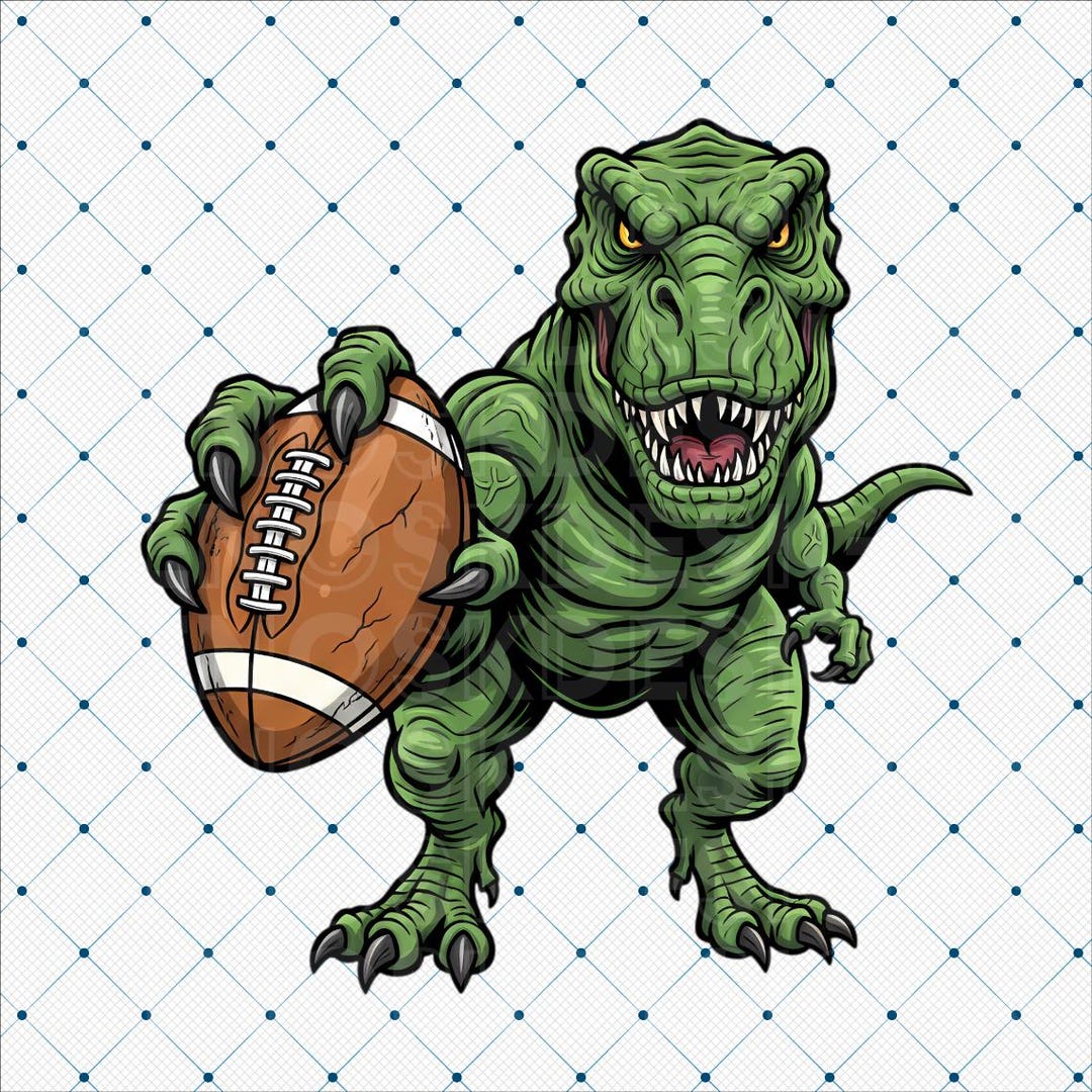 T-rex Football Mascot PNG - Tyrannosaurus Rex Sports Logo Design - Etsy