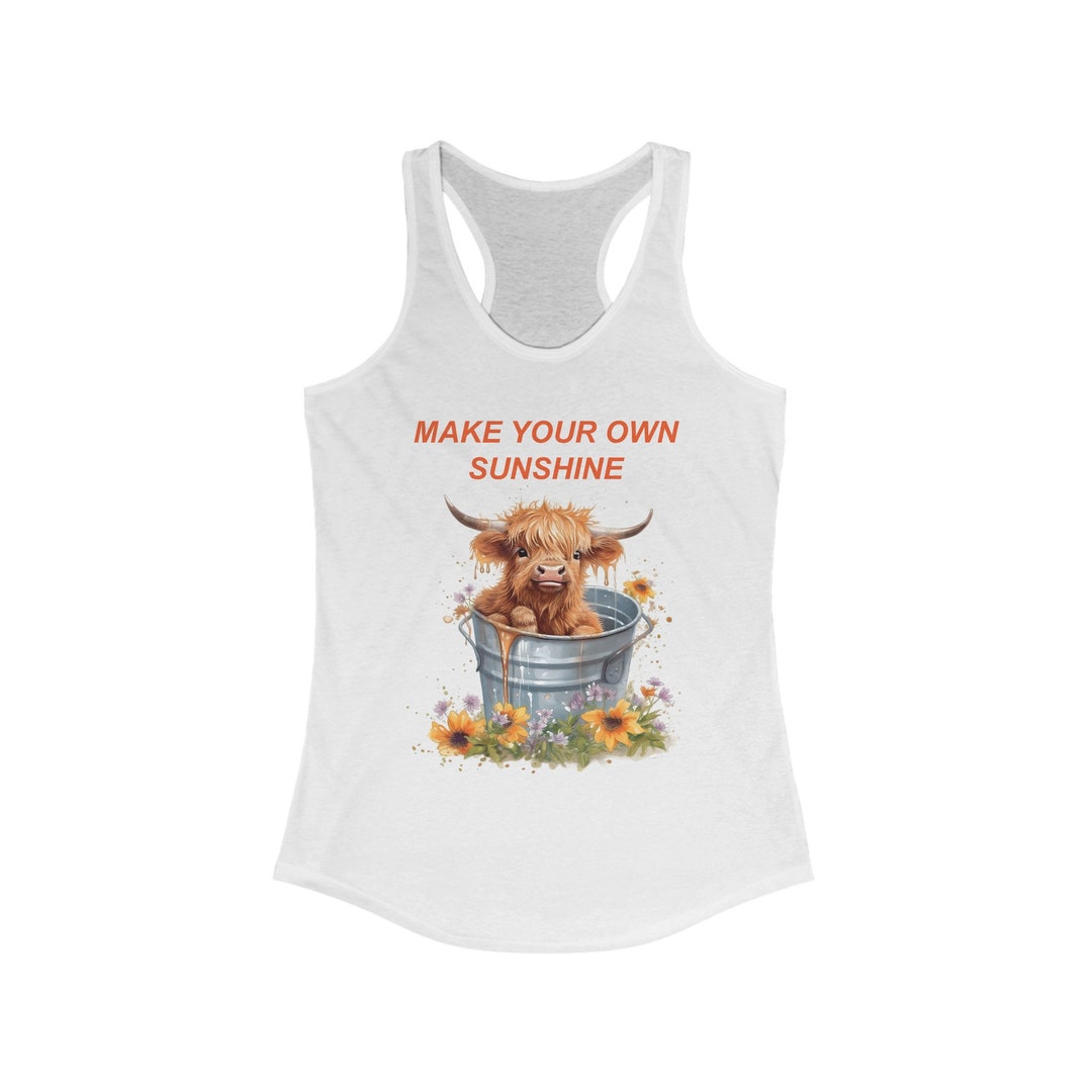Make Your Own Sunshine Highland Cow - Tank Top Women's Ideal Racerback ...
