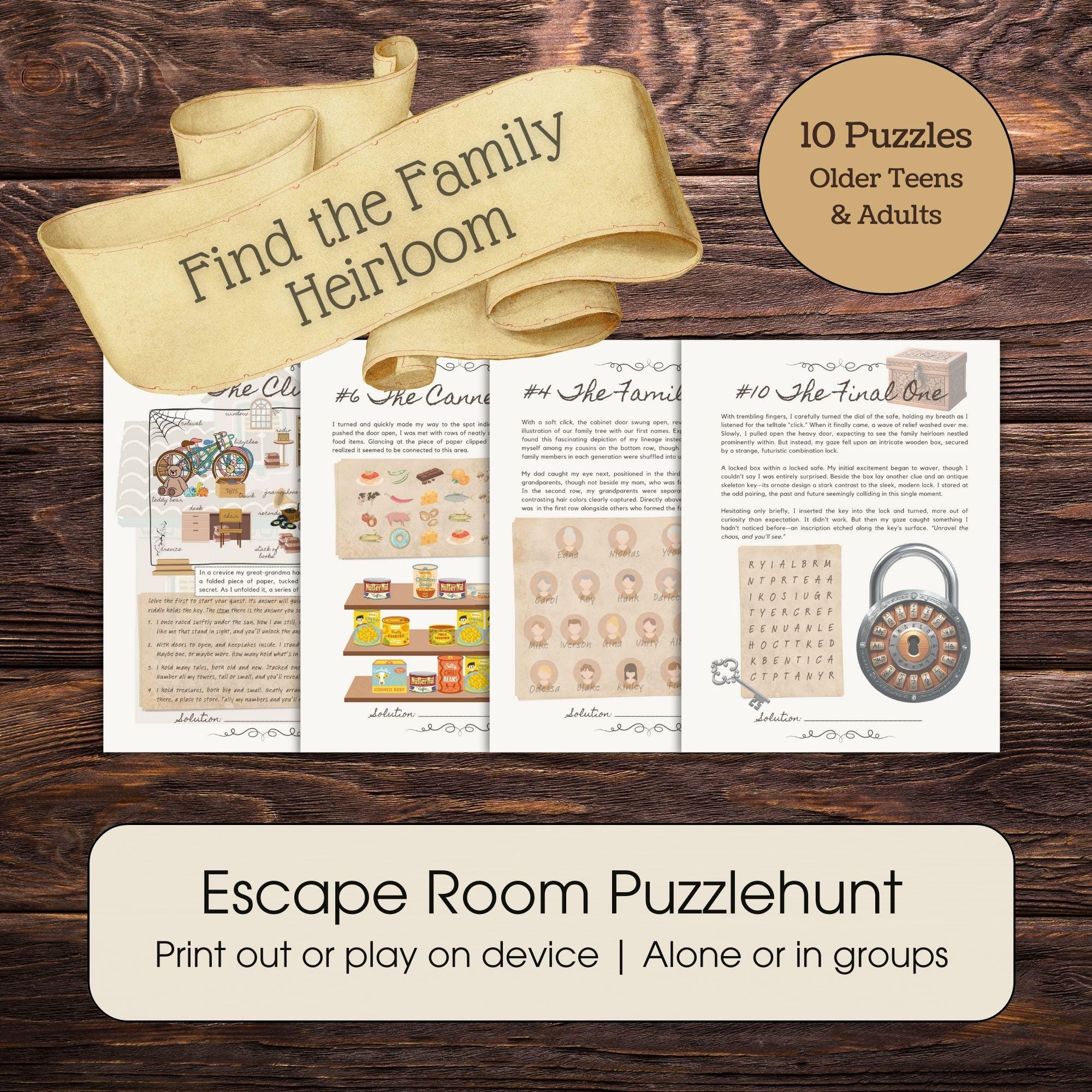 Printable Escape Room Game: the Family Heirloom Puzzle Hunt (PDF) - Etsy