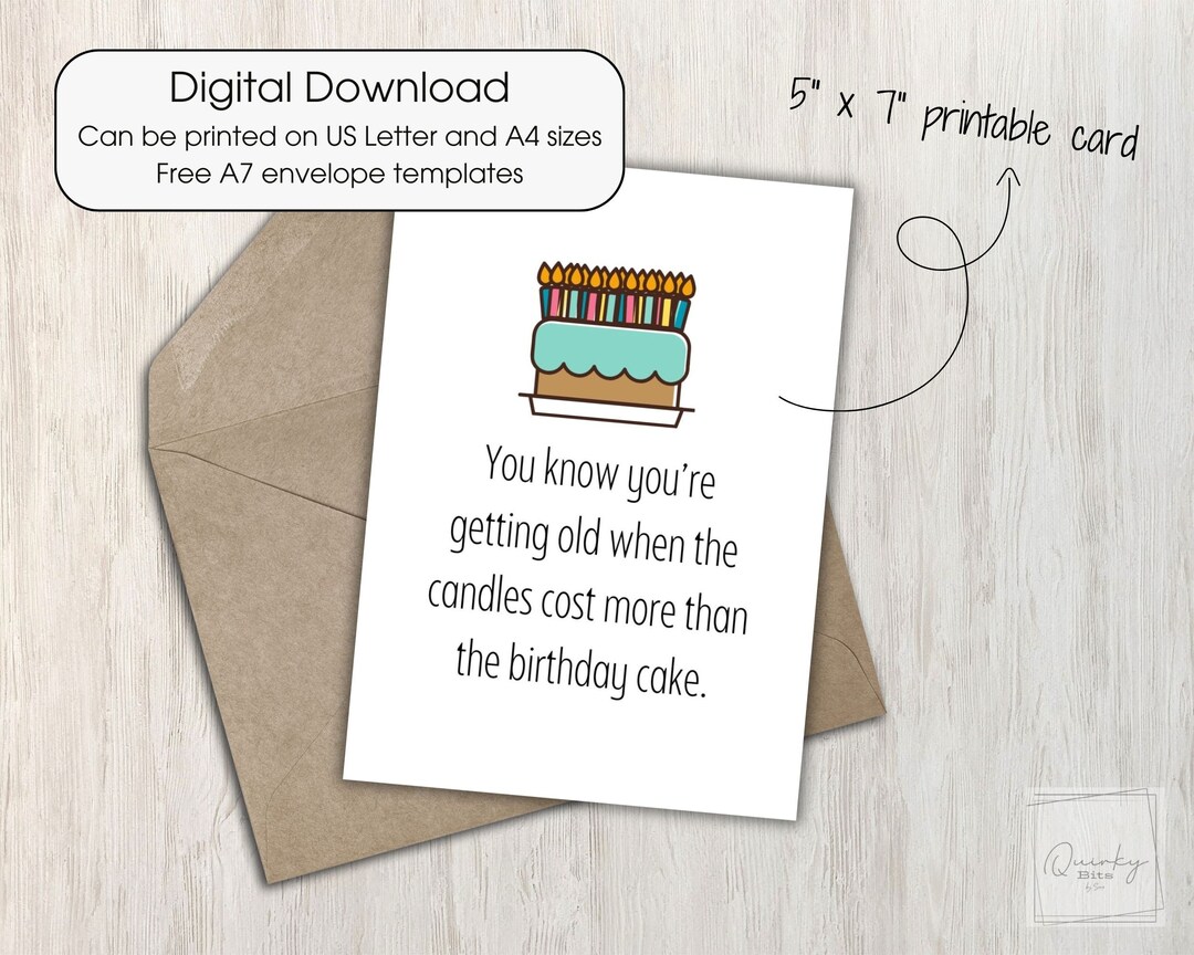 Printable Funny Birthday Card Digital Instant Download 5x7 Inch, Quirky ...