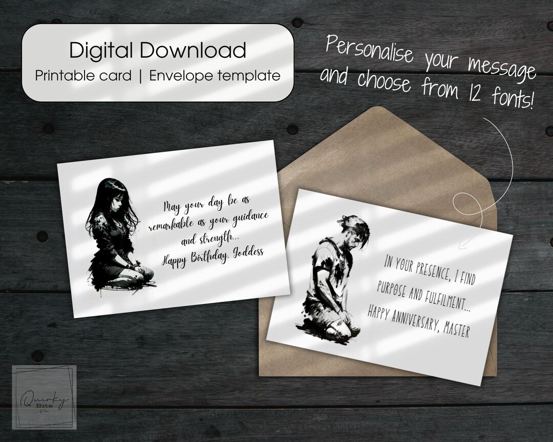 Printable BDSM Personalised Card, Digital Instant Download 7x5 Inch, D ...