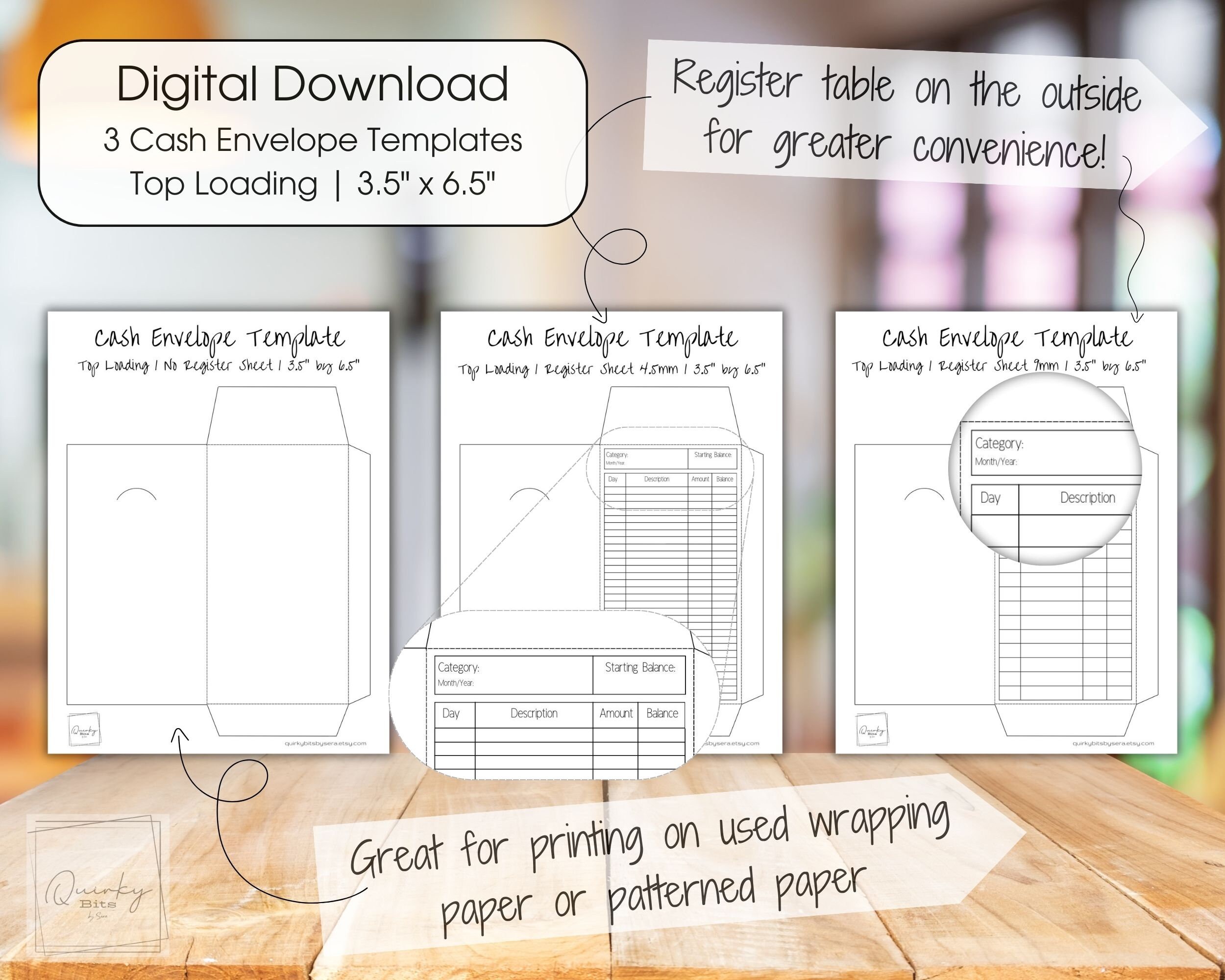 Printable Vertical Cash Envelope & Insert, Downloadable Cash Wallet ...