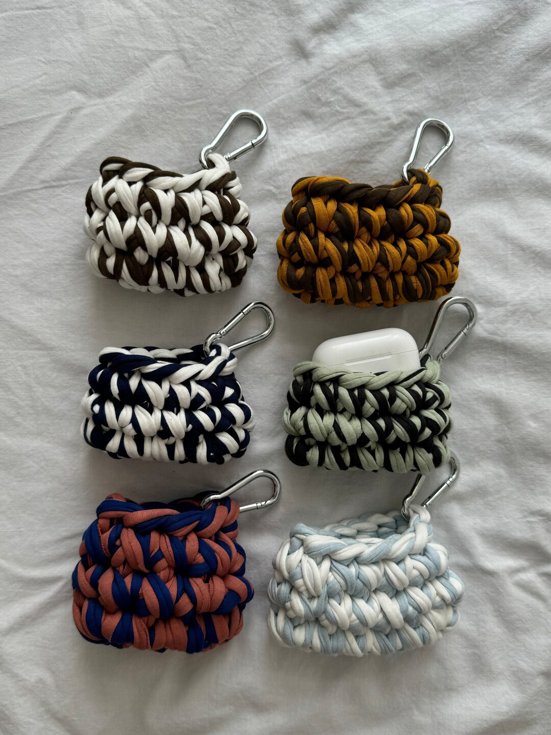 Handmade Crochet Airpods Headphones Case Made From Tshirt Yarn - Etsy