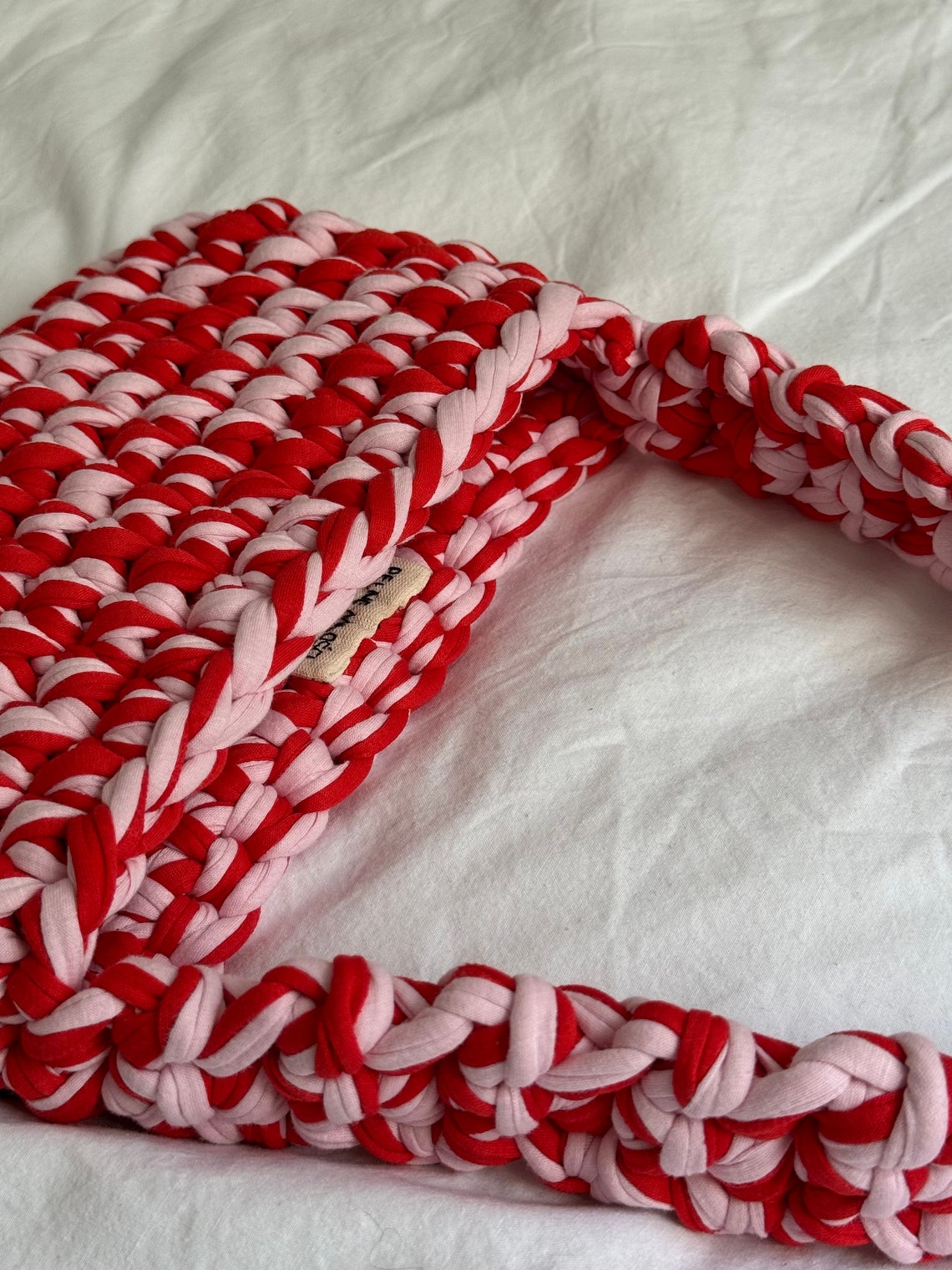 100% Handmade Crochet Bag From Tshirt Yarn Recycled Cotton Handbag - Etsy