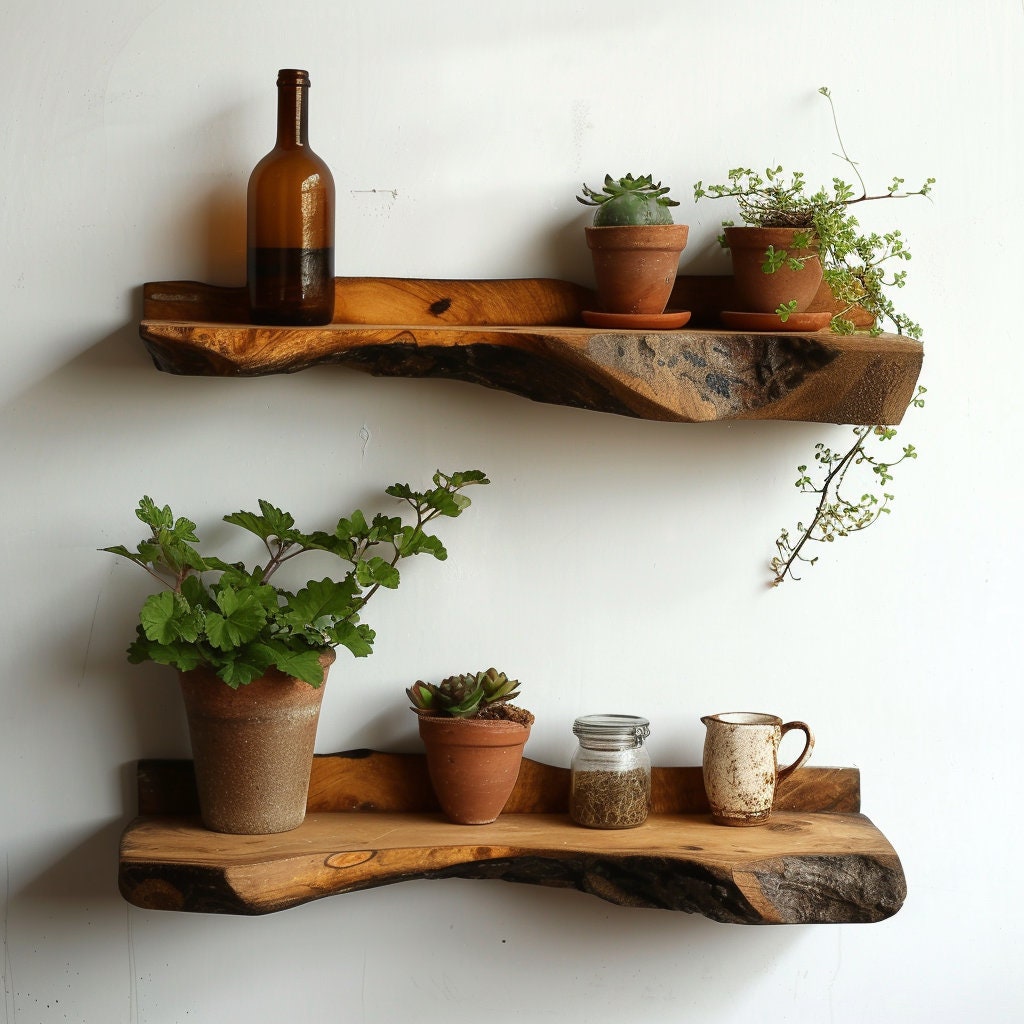 Wooden Rustic Floating Shelves Handcrafted Using Sustainable Solid Wood ...