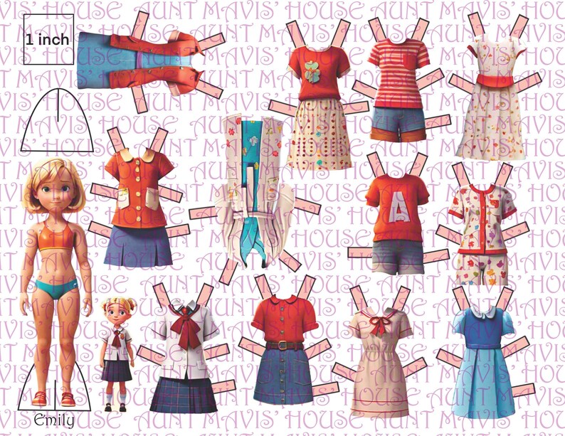 Emily Paper Doll Set With Folio - Etsy