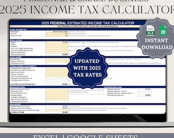2024 Federal Income Tax Calculator: Excel & Google Sheets Template - Etsy