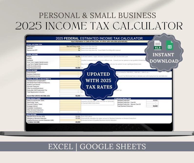 2025 Federal & State Income Tax Calculator | Income Tax Template ...