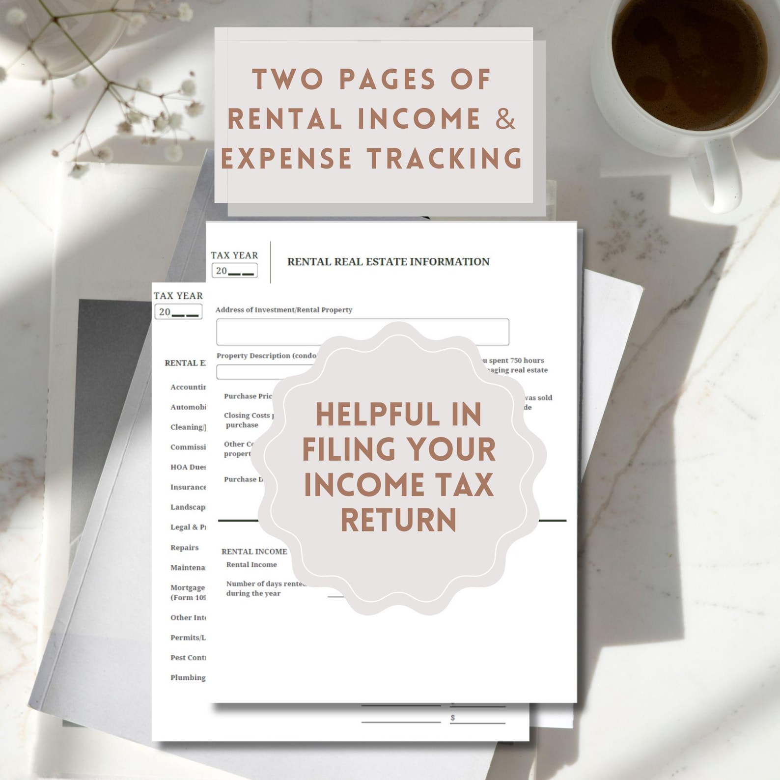 Rental Property Tax Deduction Tracker: Expense Cheat Sheet (PDF) - Etsy