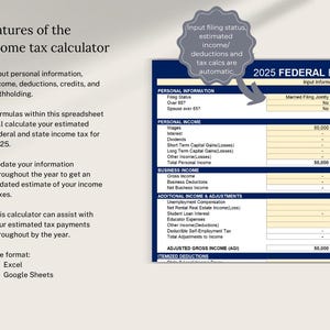 2025 Federal & State Income Tax Calculator | Income Tax Template ...