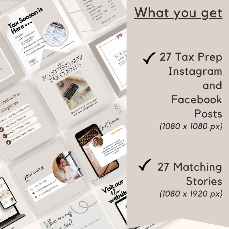 Tax Prep Instagram Posts: Tax Preparer Canva Templates - Etsy