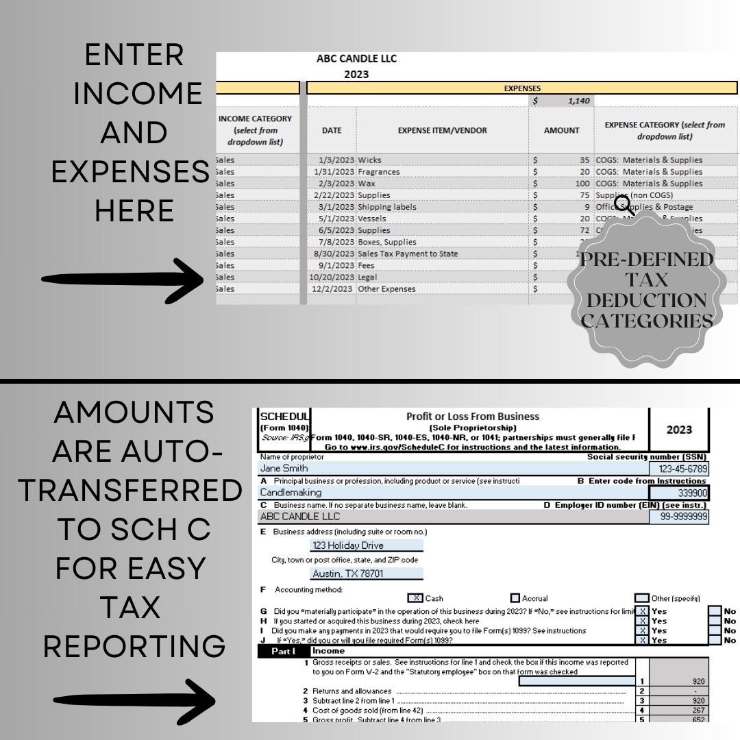 Tax-ready Schedule C Excel Template: Income & Expense Tracker (digital ...