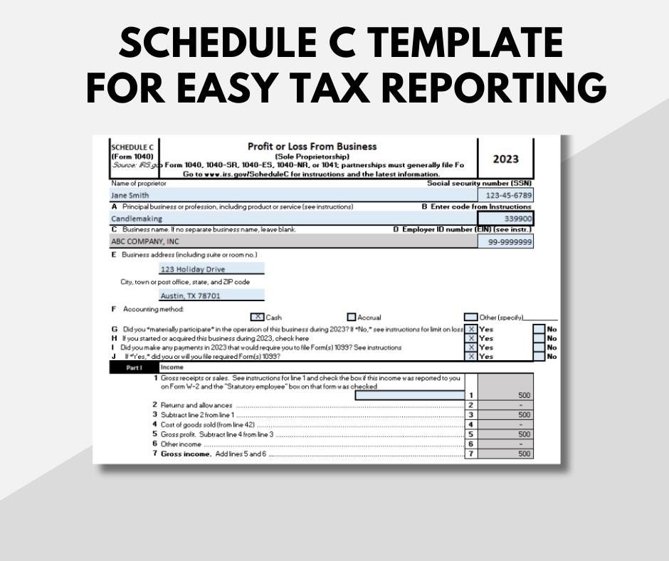 Small Business Income Expense Tracker: Schedule C (excel & Google ...