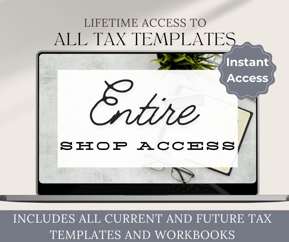 Entire Shop Access to Bookkeeping and Tax Worksheets Tax Bundle Instant ...