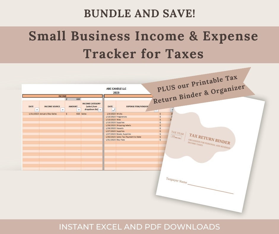 Tax-ready Income & Expense Tracker Bundle | Schedule C Excel Template ...