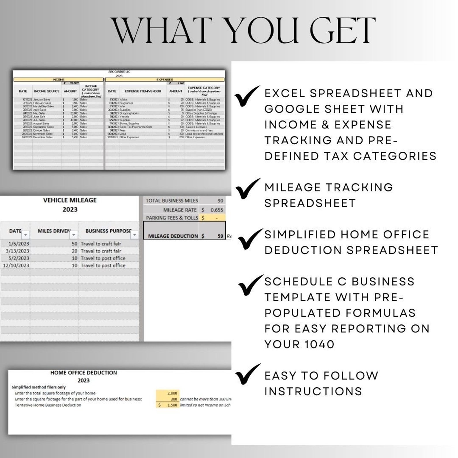 Tax-ready Schedule C Excel Template: Income & Expense Tracker (digital ...