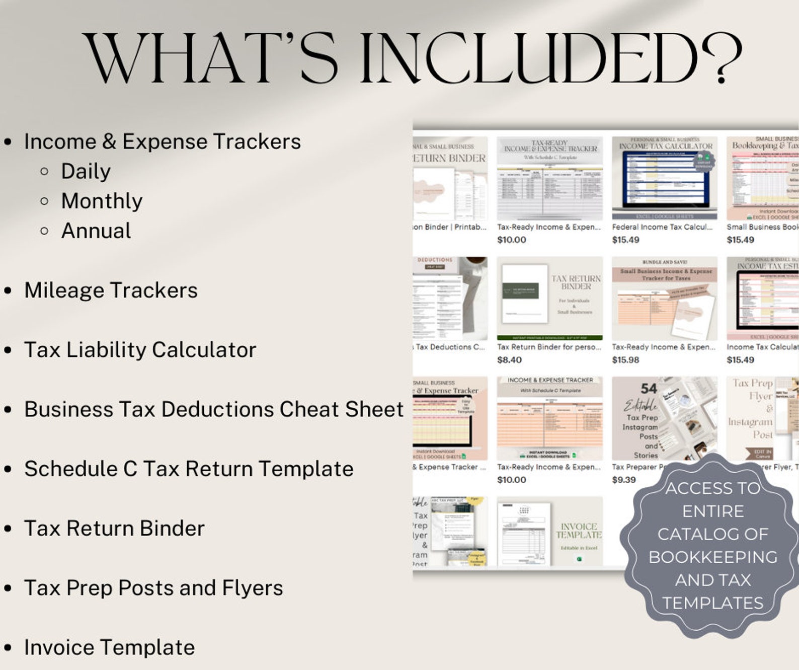 Entire Shop Access to Bookkeeping and Tax Worksheets Tax Bundle Instant ...