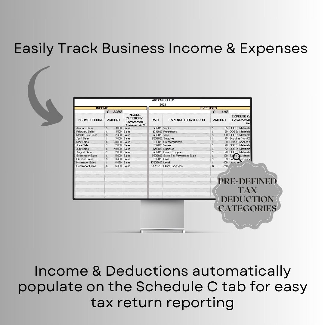 Tax-ready Schedule C Excel Template: Income & Expense Tracker (digital ...
