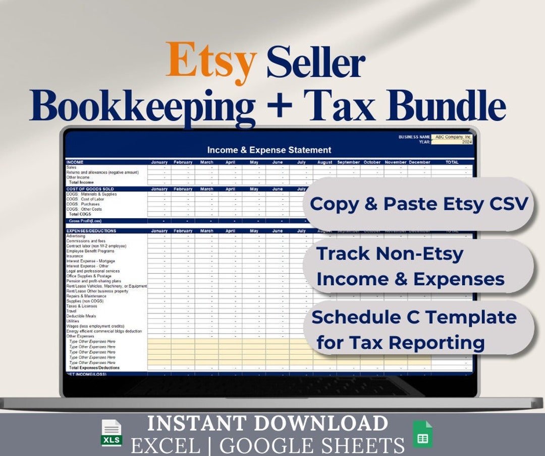 Etsy Seller Bookkeeping & Tax Bundle Easy Bookkeeping for Etsy Seller ...
