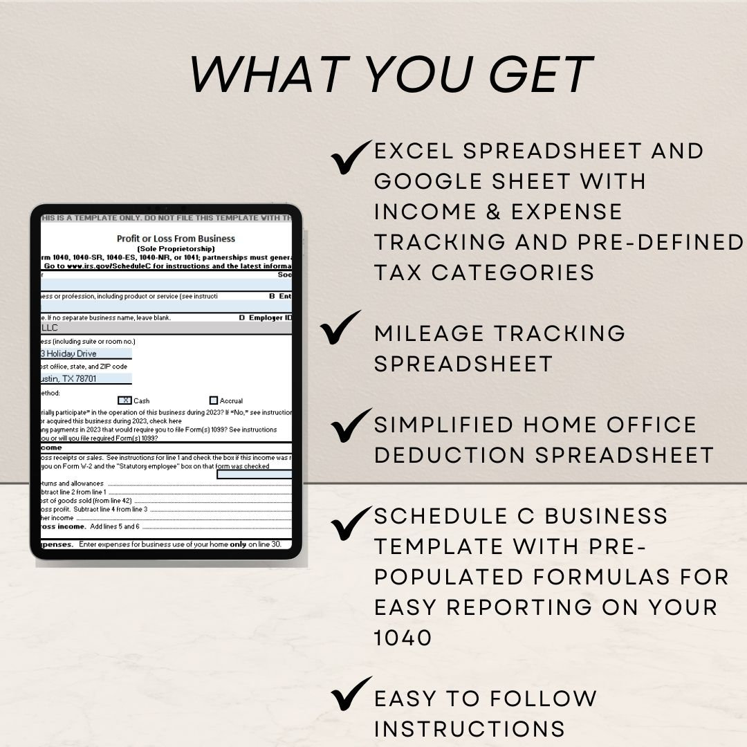 Tax-ready Income & Expense Tracker | Schedule C Excel Template | Small ...