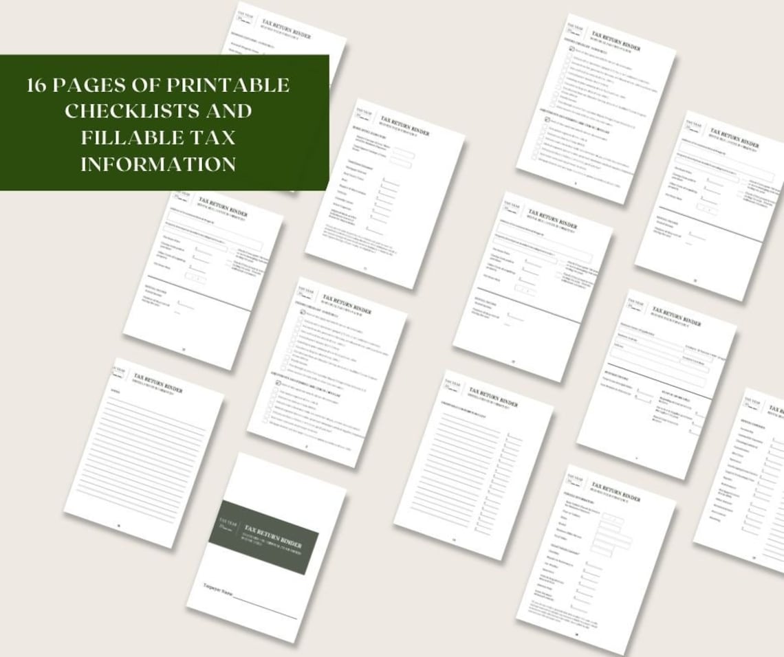 Tax Return Binder for Personal and Business Taxes, Printable Tax Return ...